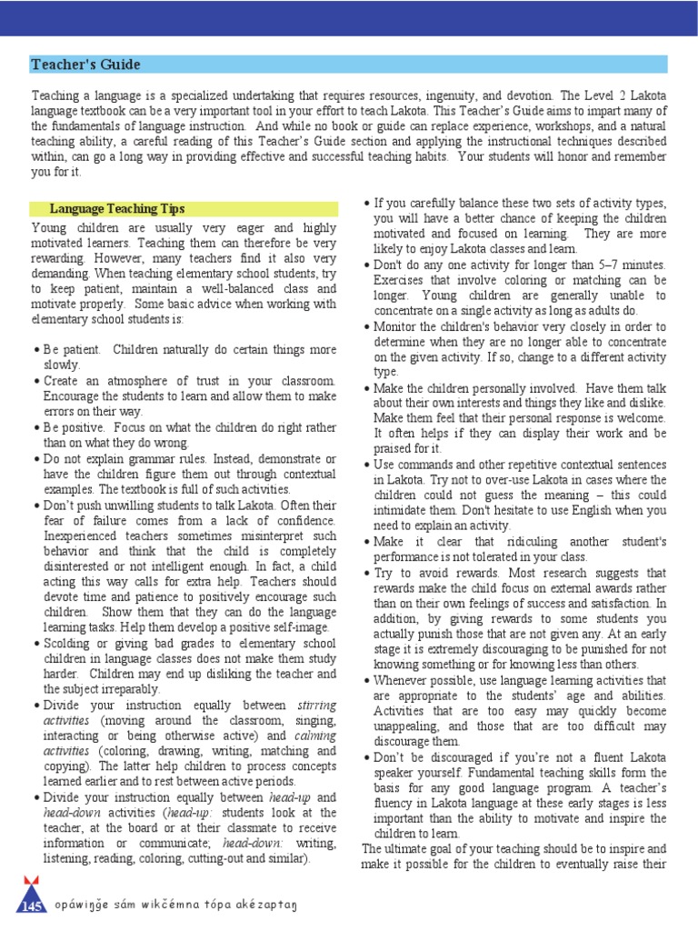 Lakota Level-2-Teachers-Guide | PDF | Teachers | Reading Comprehension