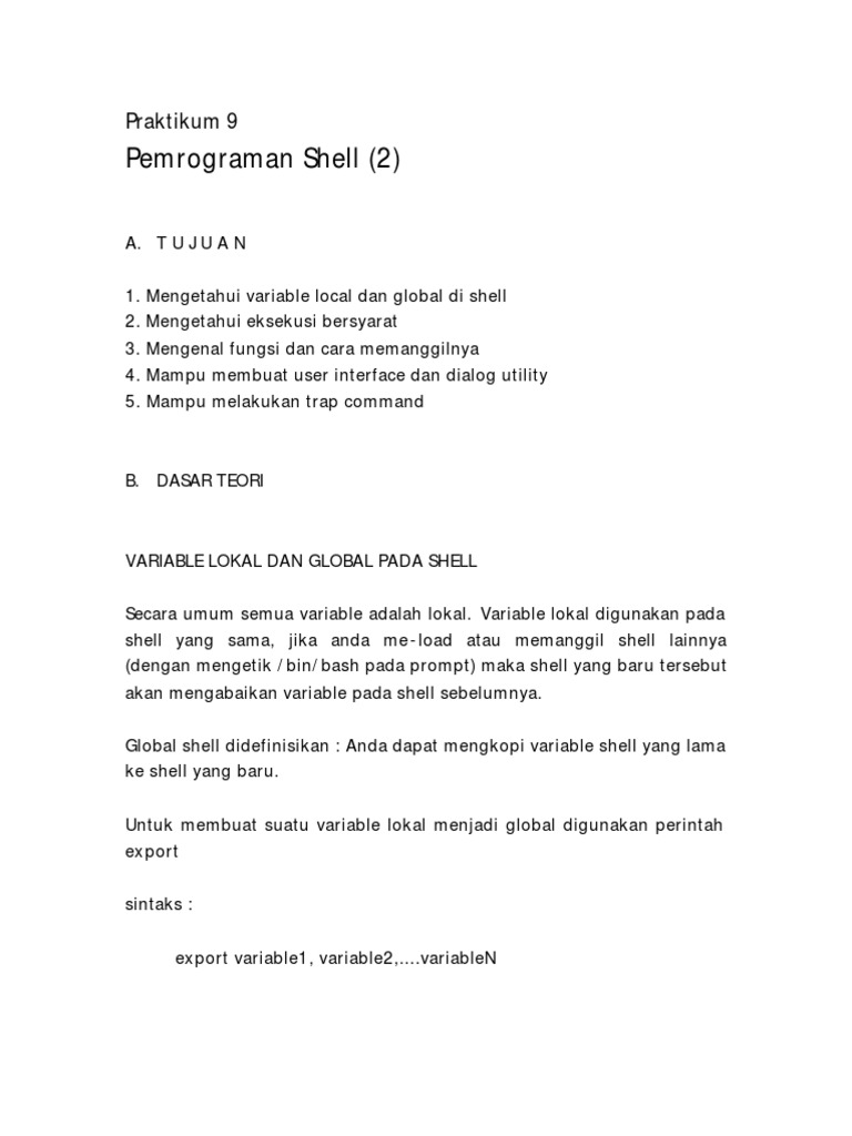 Praktikum 9 Pemrograman Shell | PDF | Komputer