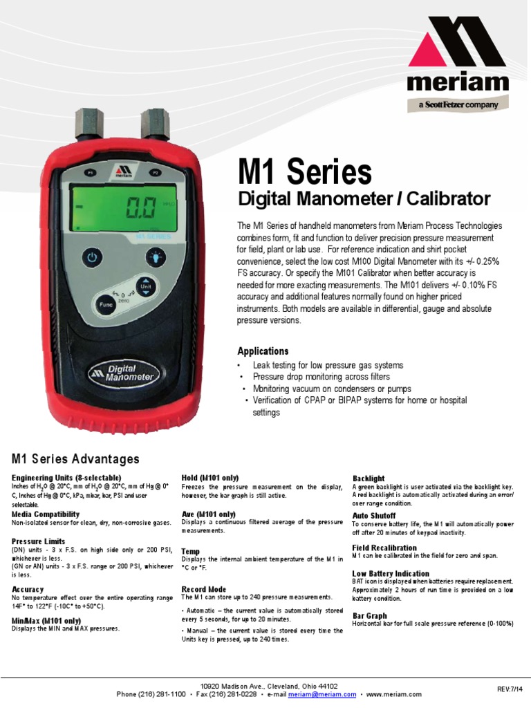 m100 Data Sheet | PDF | Pressure Measurement | Pressure