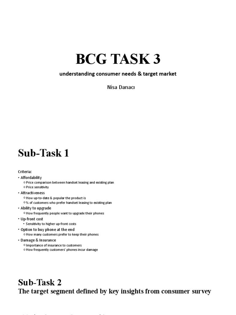 BCG Task 3: Understanding Consumer Needs & Target Market | PDF