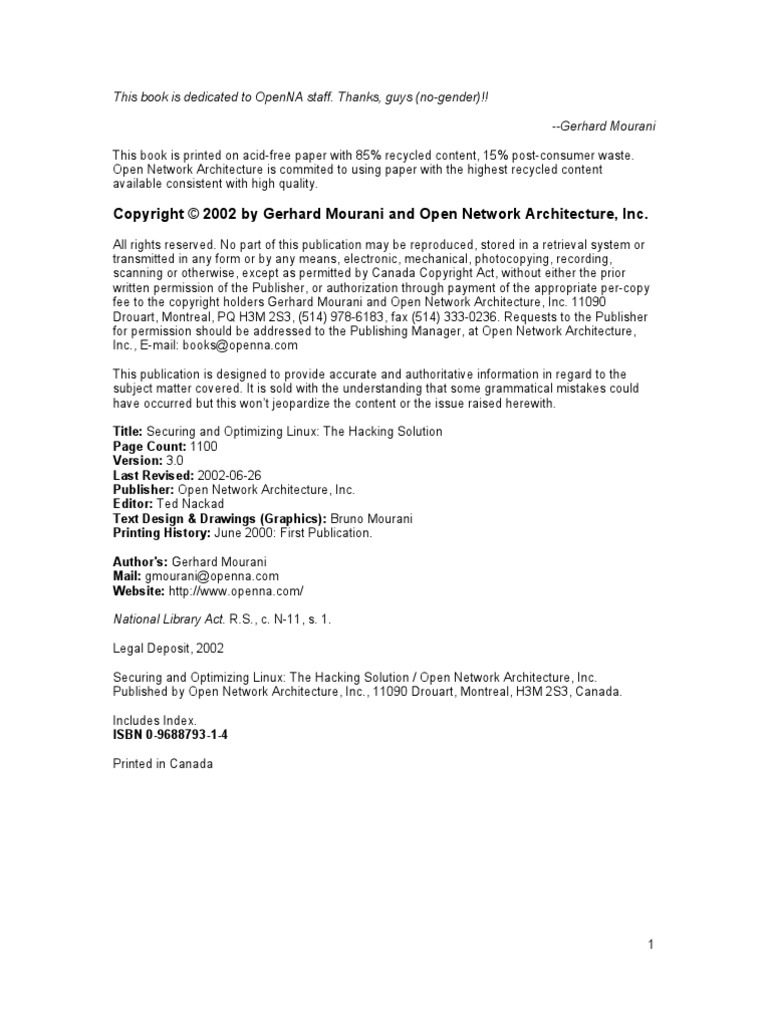 Securing Optimizing Linux The Hacking Solution Decrypted | PDF