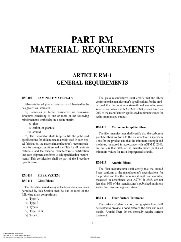 Part RM Material Requirements | PDF | Epoxy | Specification (Technical ...