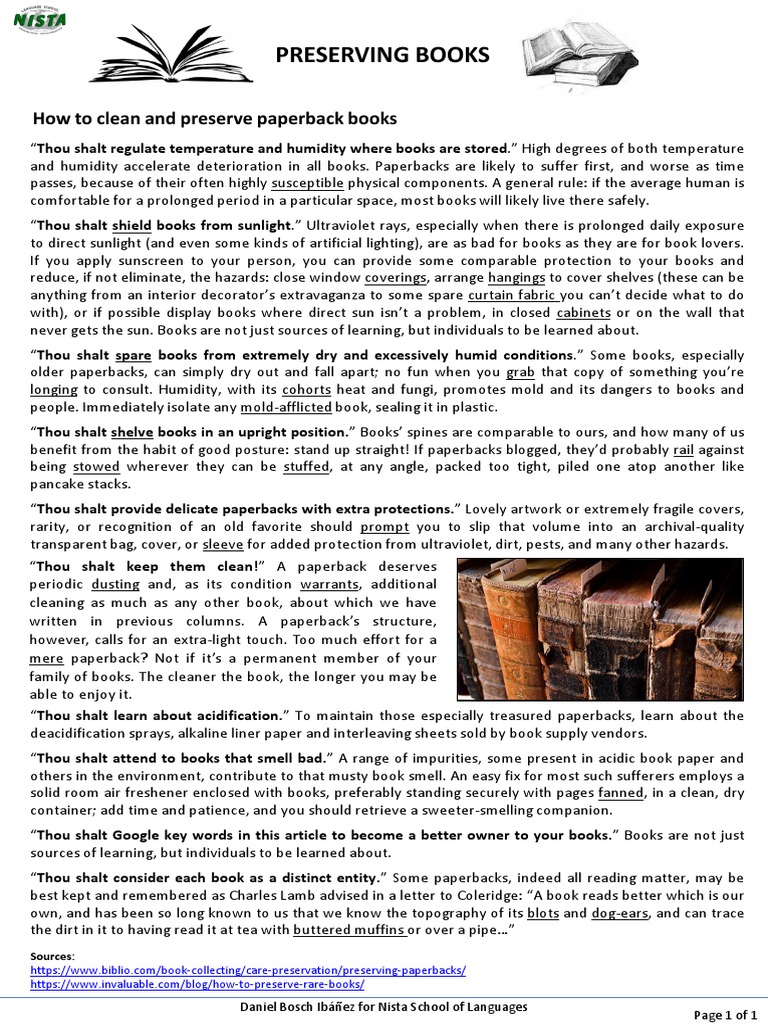 Preserving Books: How To Clean and Preserve Paperback Books | PDF ...