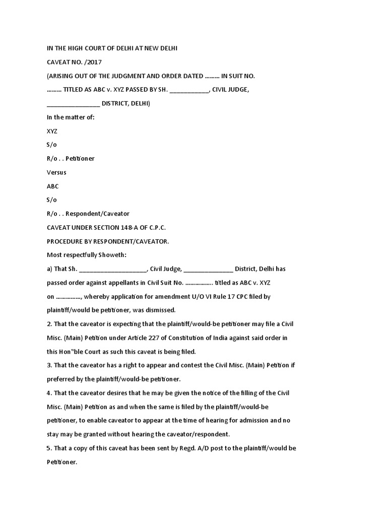 Caveat Application Format | PDF