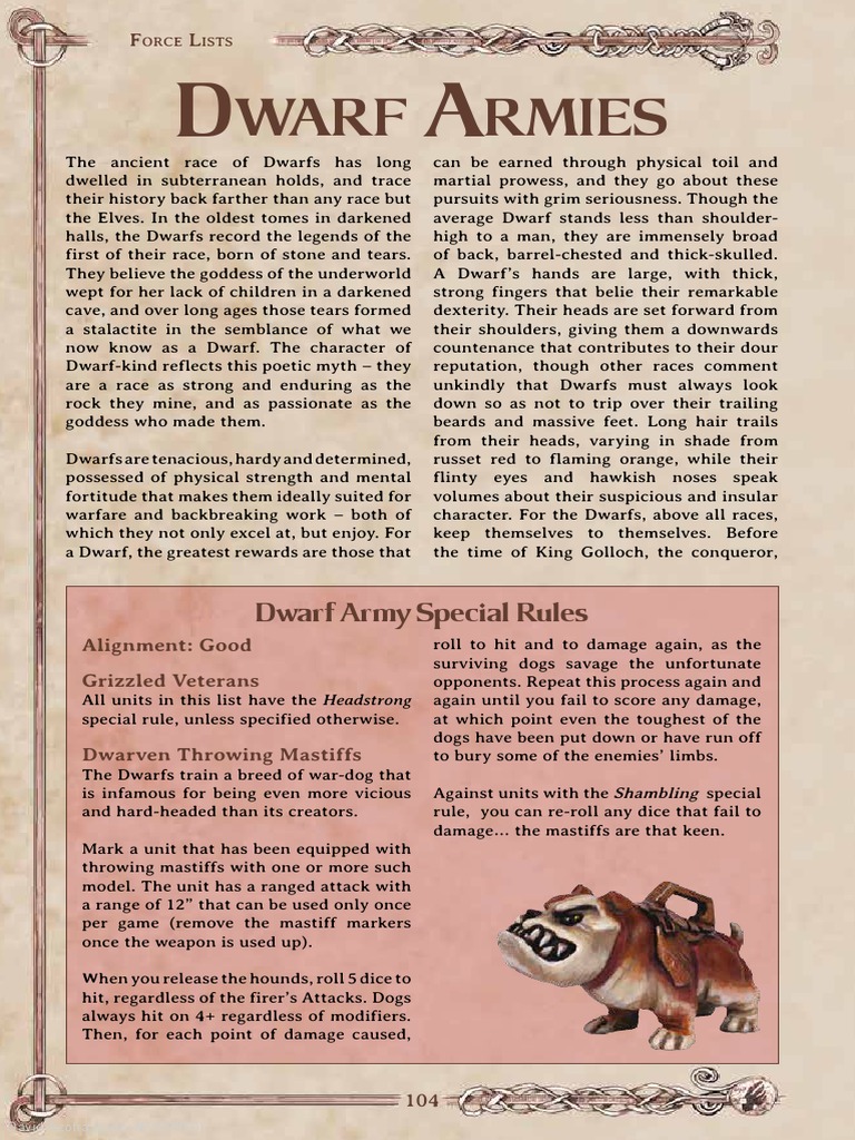 Warf Rmies: Dwarf Army Special Rules | PDF | Infantry | Wars & Military