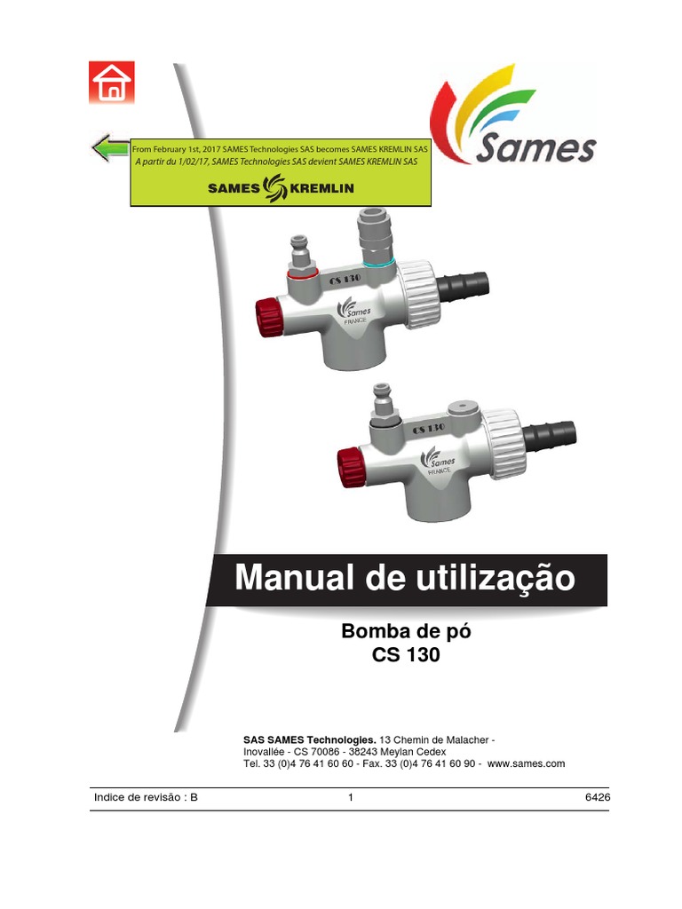 CS130 Manual Instrucoes Sames Kremlin 6426 PT | PDF | Pressão ...