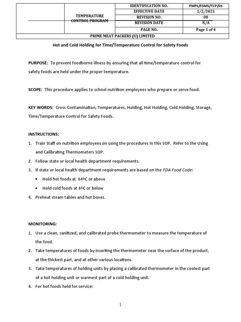 Food Safety: Hot & Cold Holding Guidelines | PDF | Foods | Thermometer