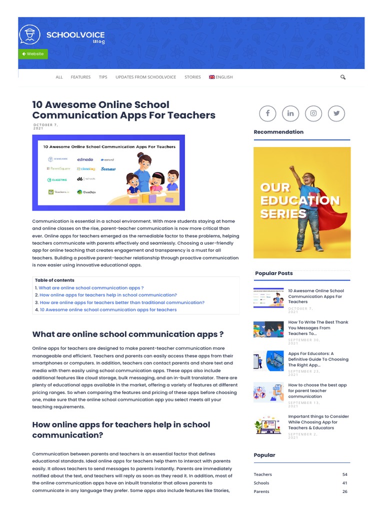 10 Awesome Online School Communication Apps For Teachers | PDF | Mobile ...