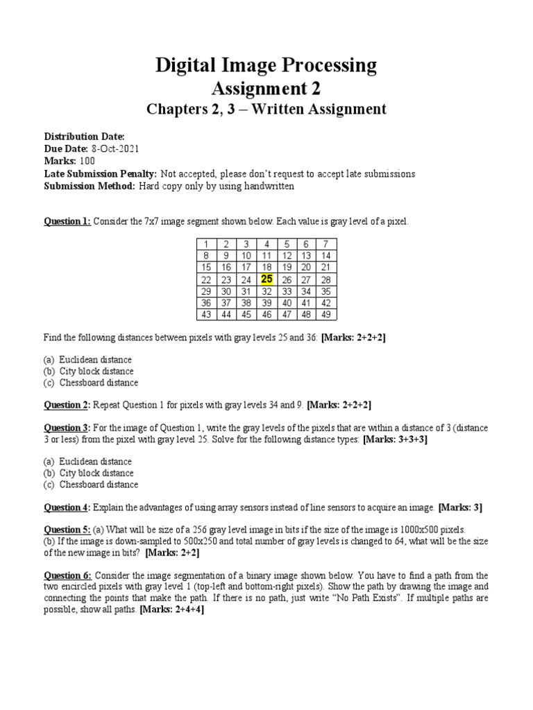 Digital Image Processing: Assignment 2 | PDF | Pixel | Imaging