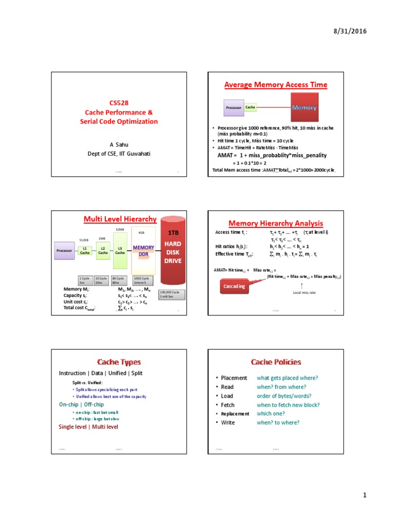 Average Memory Access Time: CS528 Cache Performance & Serial Code ...