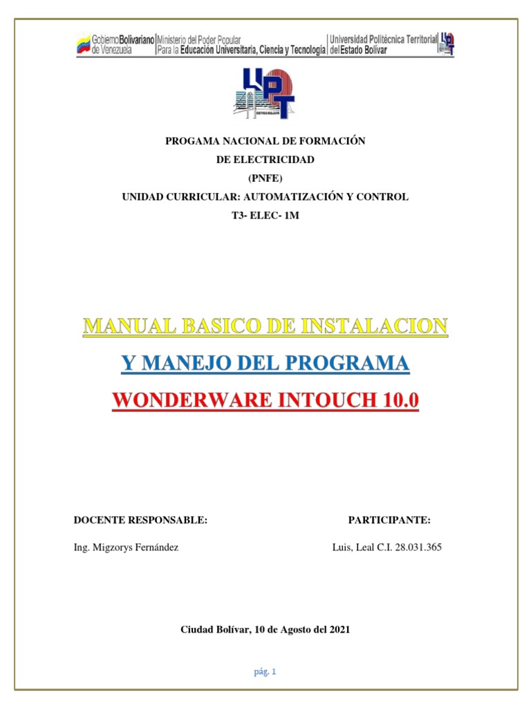 Manual de Intouch Luis Leal | PDF | Ventana (informática) | Software de la aplicacion