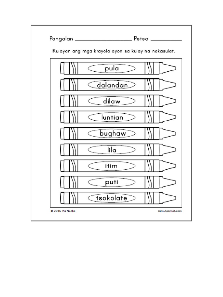 Mga Kulay Worksheet | PDF
