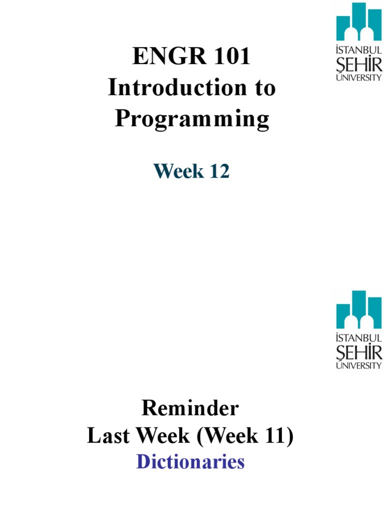 ENGR 101 Introduction To Programming: Week 12 | PDF | Method (Computer ...