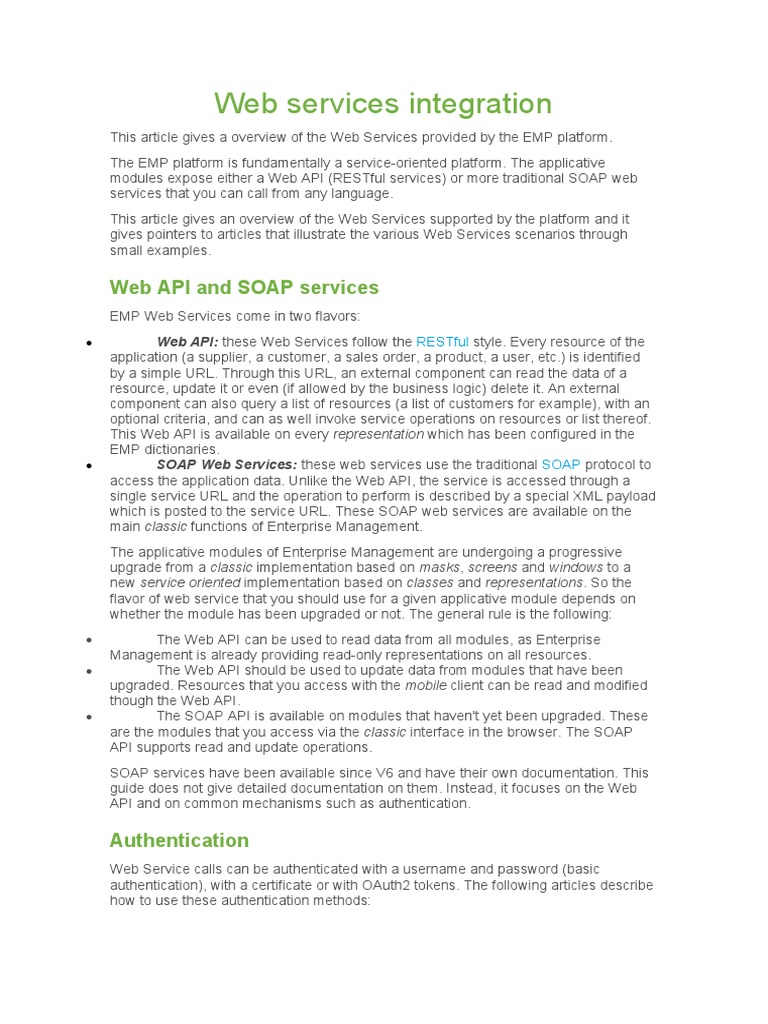 Web Services Integration | PDF | Internet & Web | World Wide Web