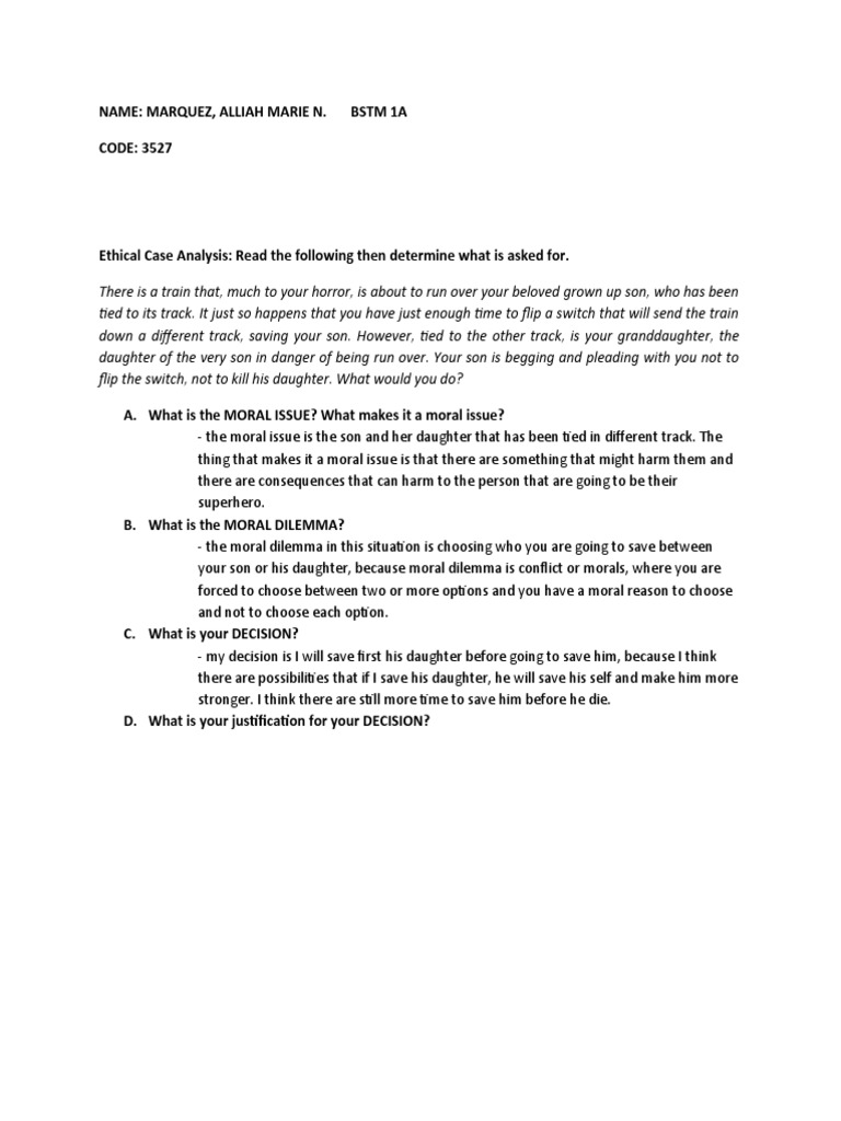 Ethical Case Analysis On Moral Dilemma | PDF