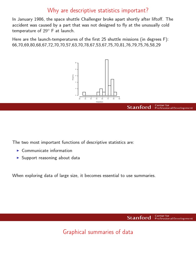 01 Descriptive Statistics For Exploring Data | PDF | Histogram | Percentile