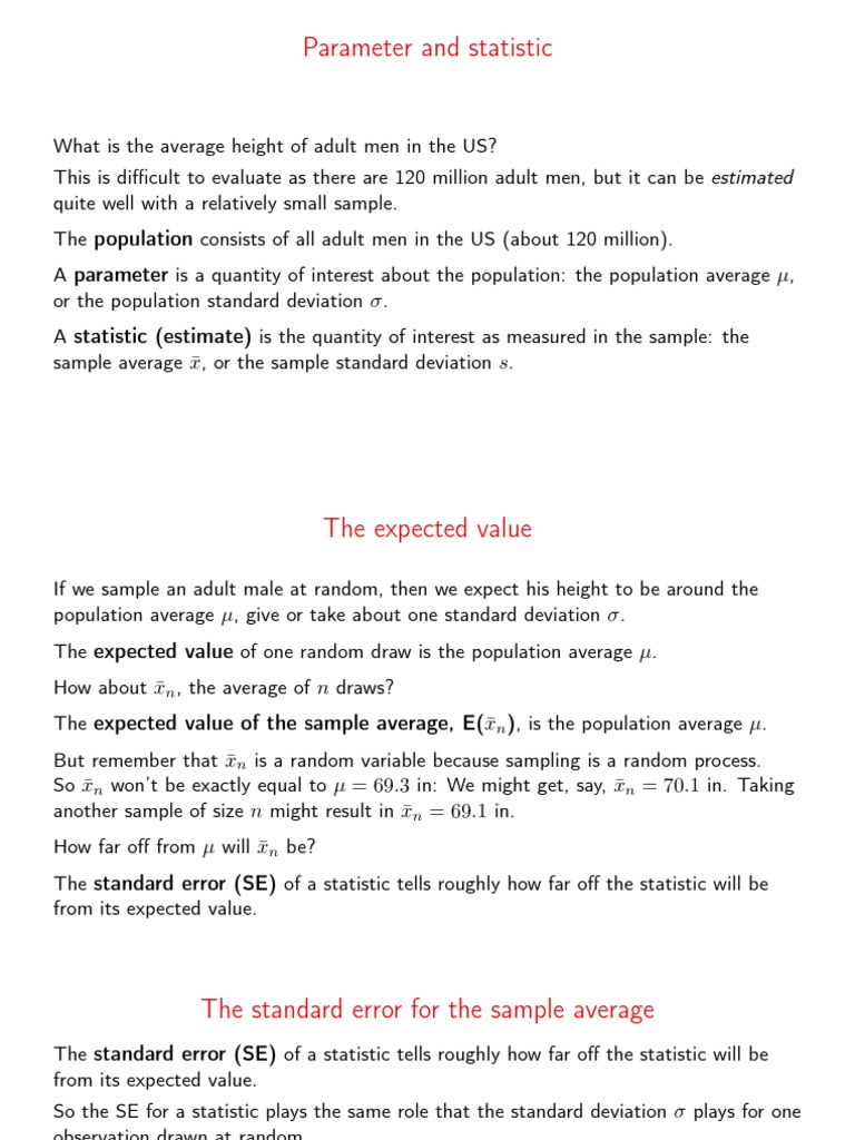 05 Sampling Distributions And Central Limit Theorem Pdf Standard Error Standard Deviation