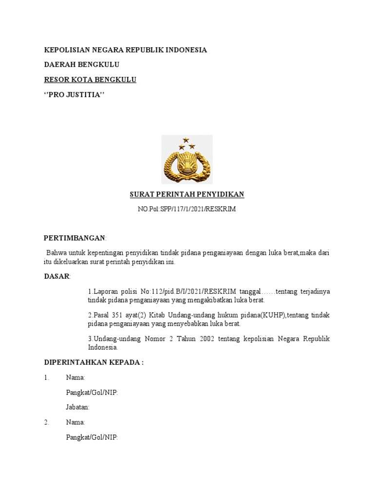 5 - Surat Perintah Penyidikan | PDF