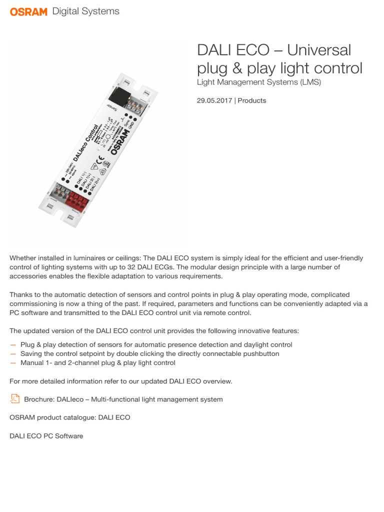 OSRAM DALI ECO For Installation in Luminaires or Ceilings | PDF