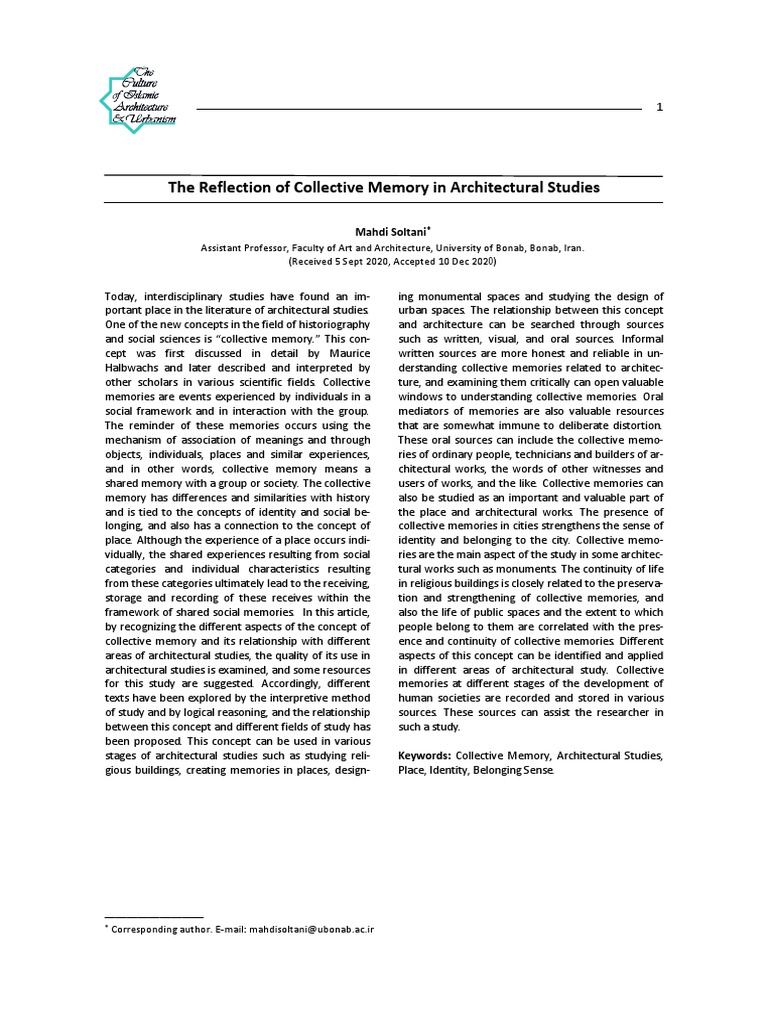 Architects & Collective Memory | PDF | Concept | Memory