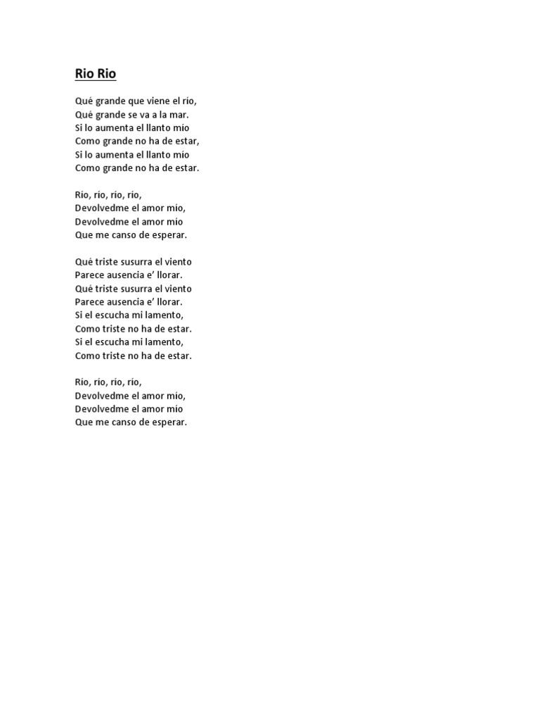Letra Rio Rio | PDF