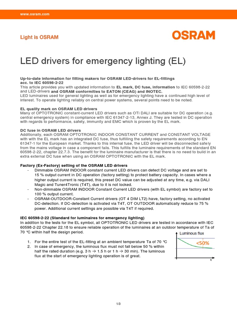 LED Drivers For Emergency Lighting (EL) | PDF | Fuse (Electrical ...