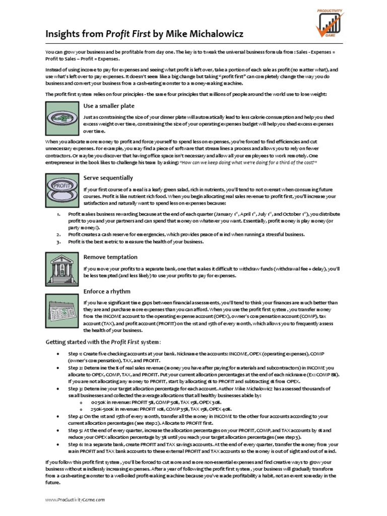 Insights From Profit First by Mike Michalowicz: Use A Smaller Plate ...