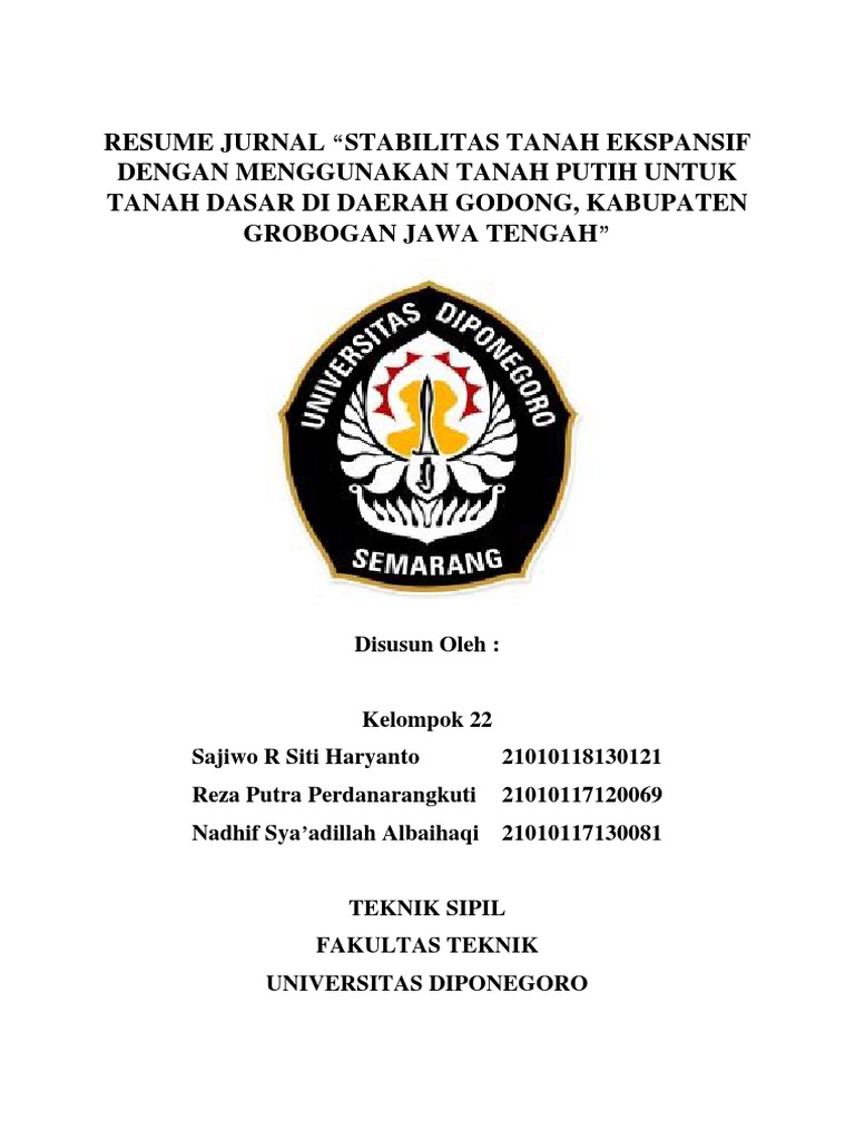 Resume Stabilitas Tanah Ekspansif Dengan Menggunakan Tanah Putih Untuk ...