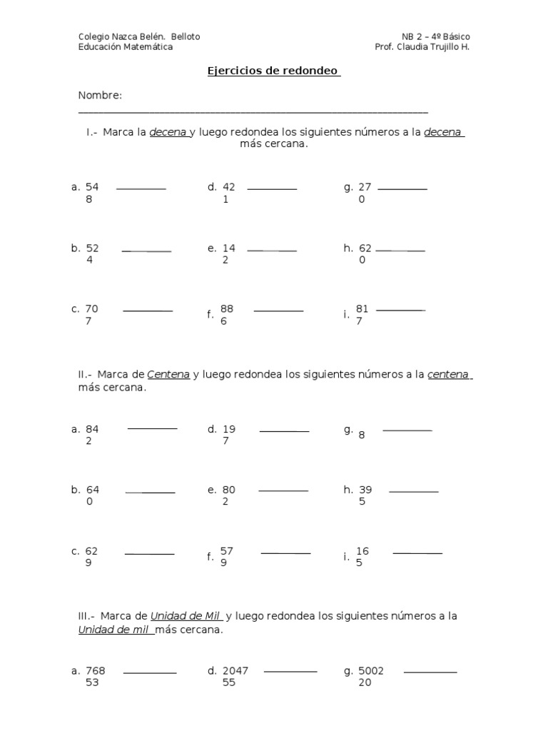 Redondeo De Números Enteros Cómo Aproximar A Las Decenas De Millar