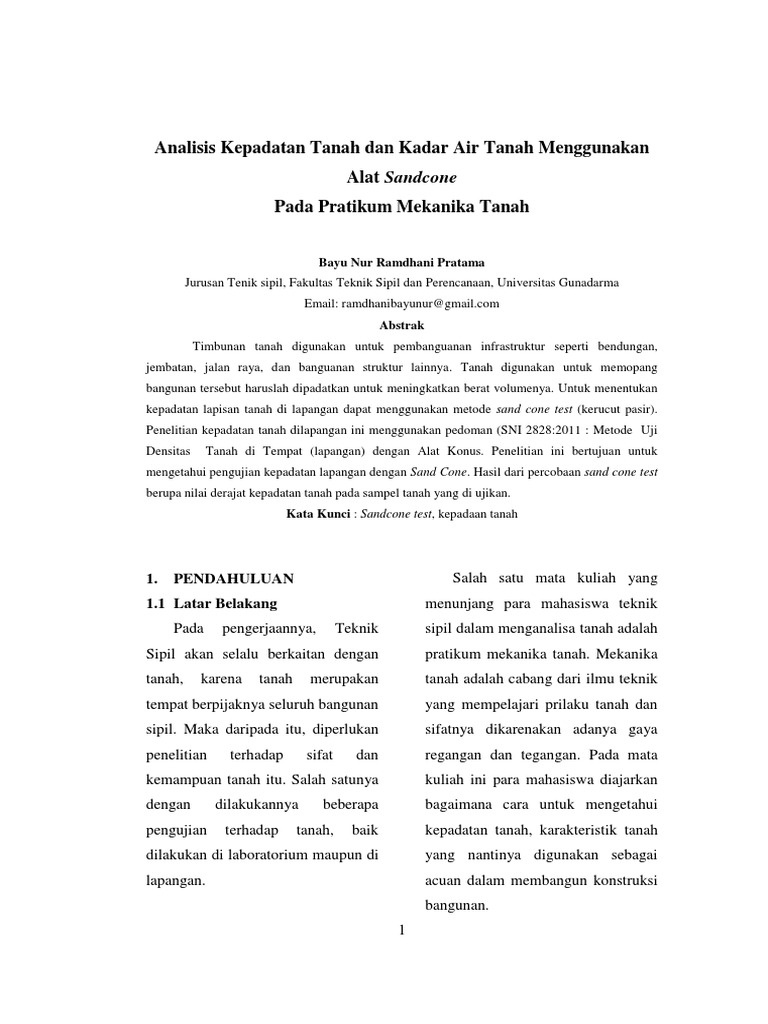 Sand Cone Test | PDF