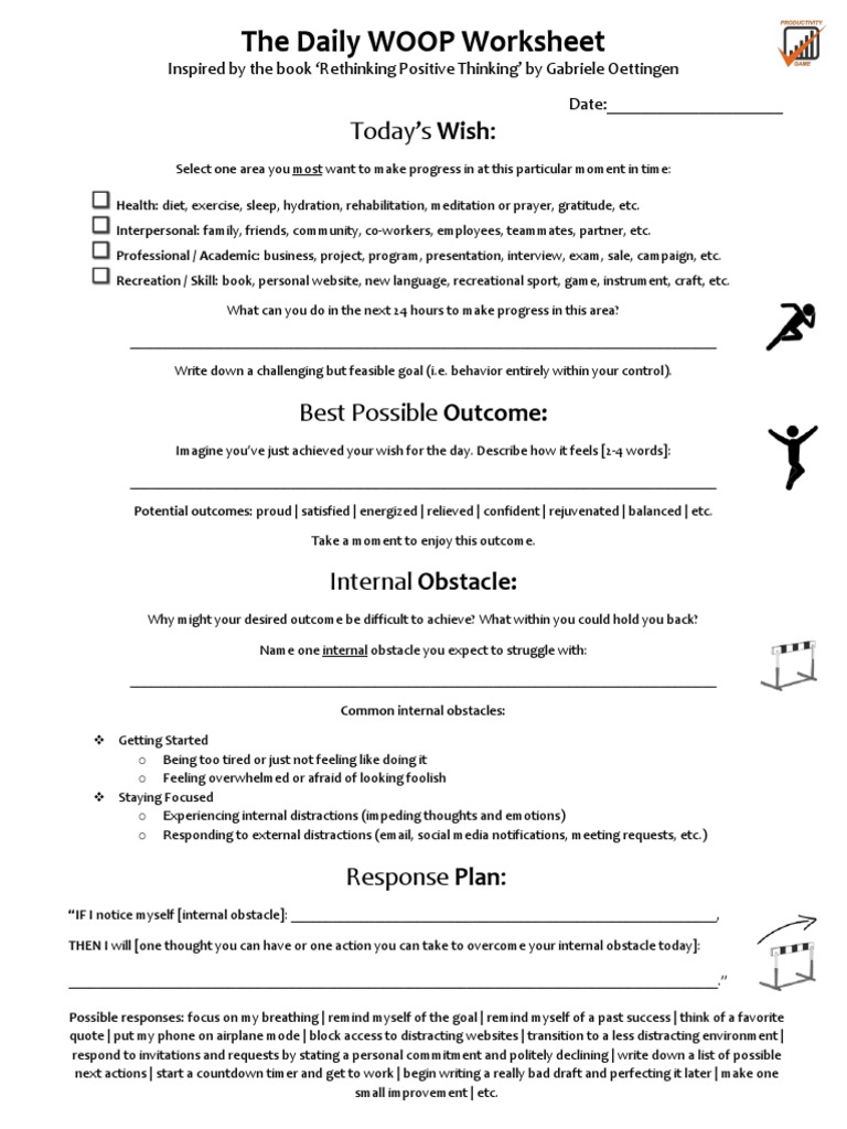 Rethinking Positive Thinking Challenge Worksheet 1 | PDF | Goal | Cognition