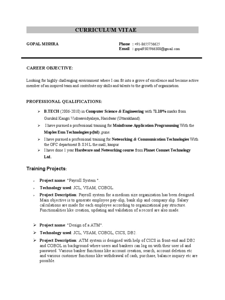 Gopal CV | PDF | Ibm Db2 | Computer Science