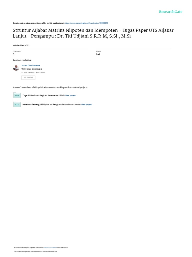 UTS Aljabar Lanjut | PDF