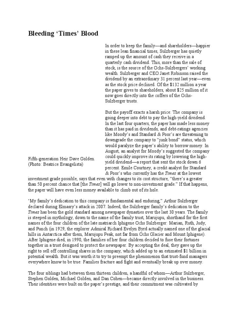 Bleeding Times' Blood: Times Has Been The Gold Standard Among Newspaper ...