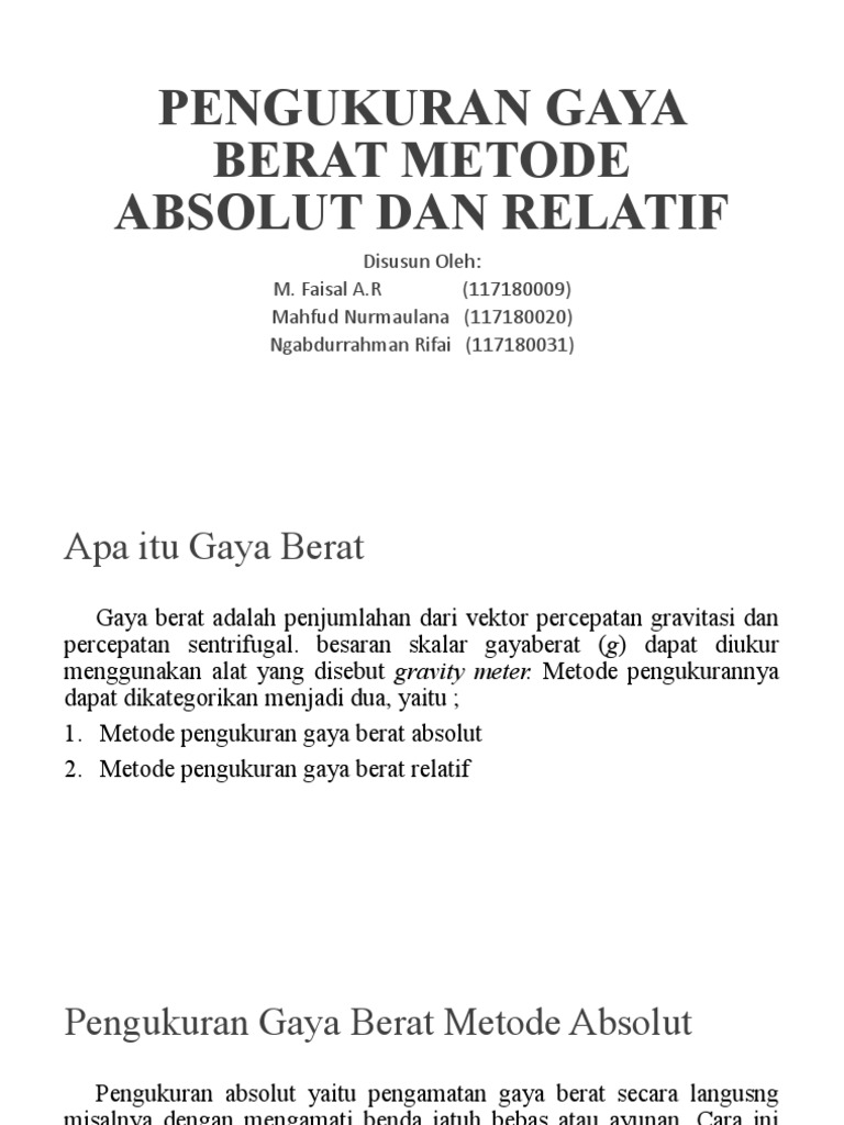 Pengukuran Gaya Berat Metode Absolut Dan Relatif | PDF