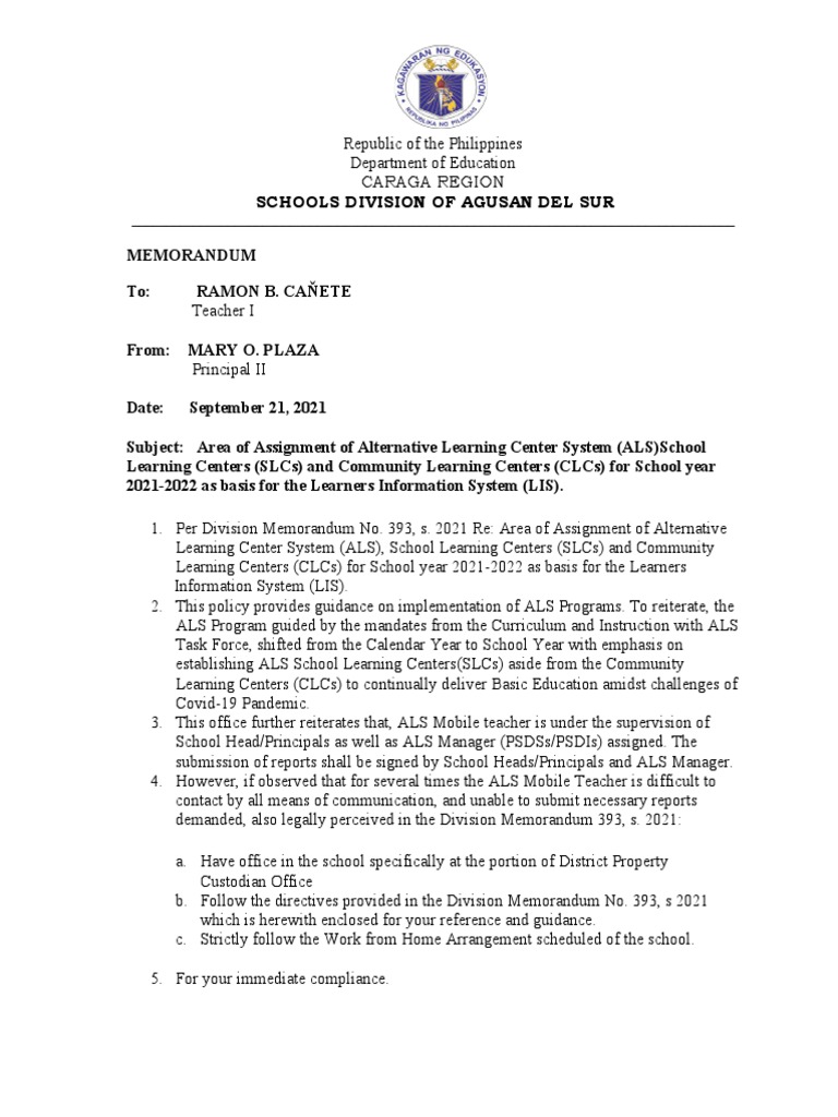 Memo Als | PDF