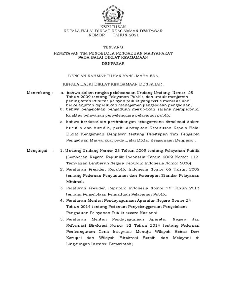 SK Pengaduan Masyarakat | PDF