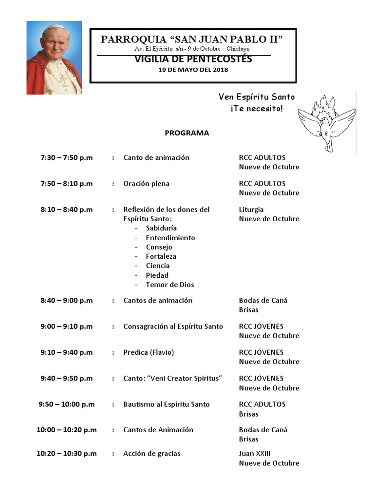 Programa de Pentecostés | PDF