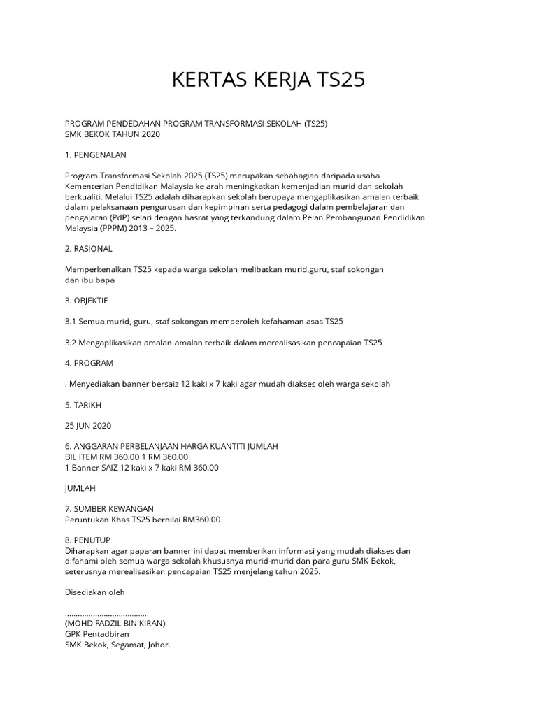 Kertas Kerja TS25 | PDF