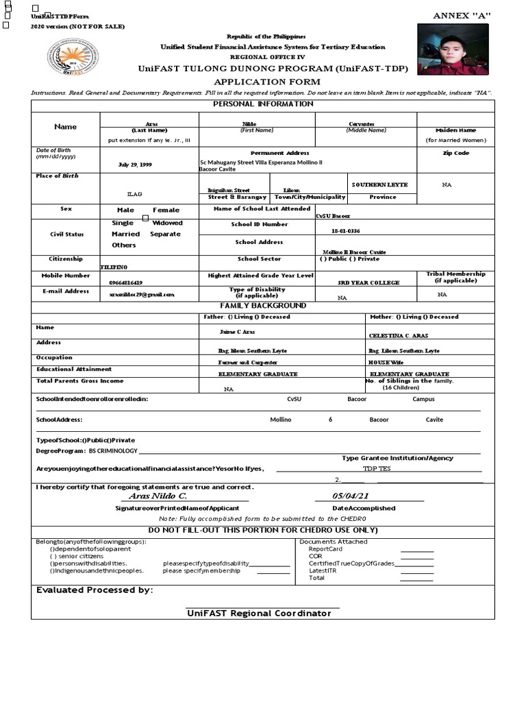 Aras.. FINAL - TDP FORM | PDF | Government