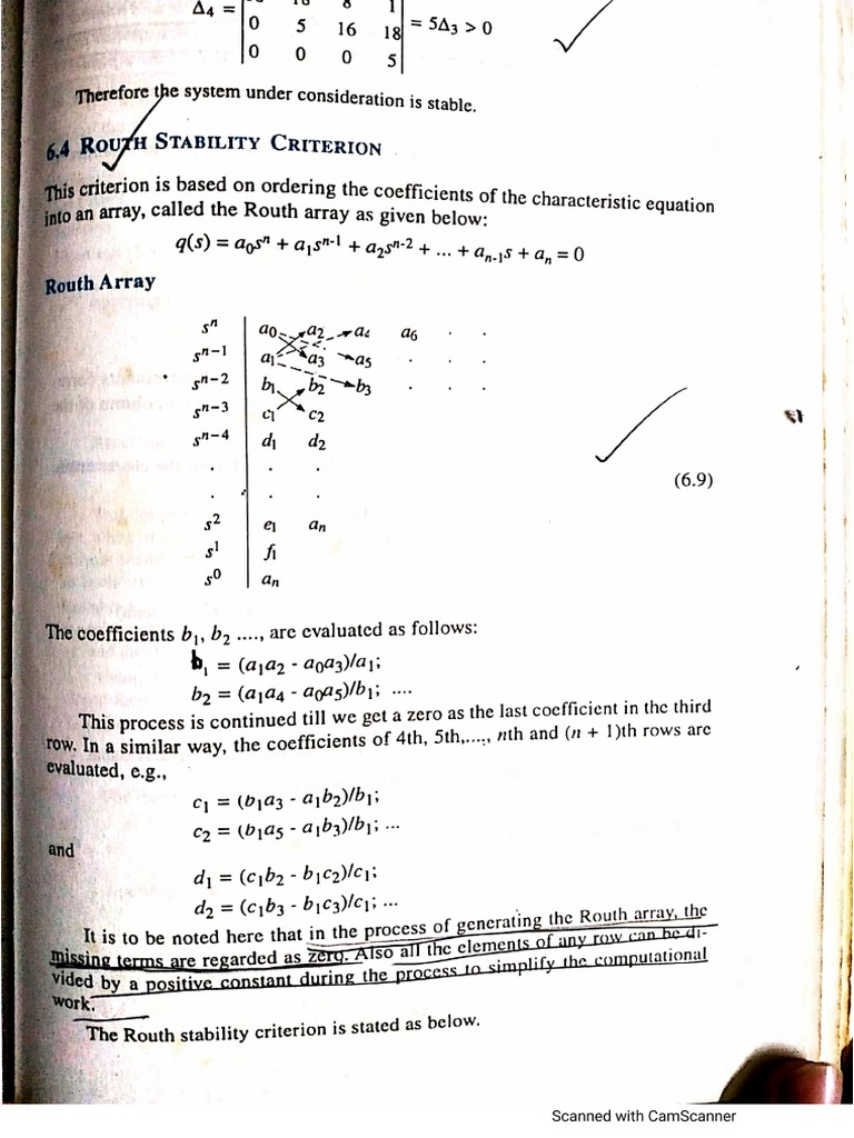 Routh Stability Criteria | PDF