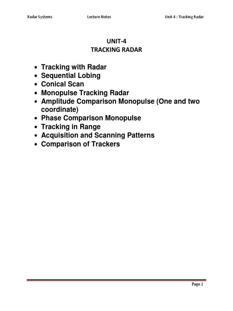 Sequential Lobing in Tracking Radar | PDF | Radar | Antenna (Radio)