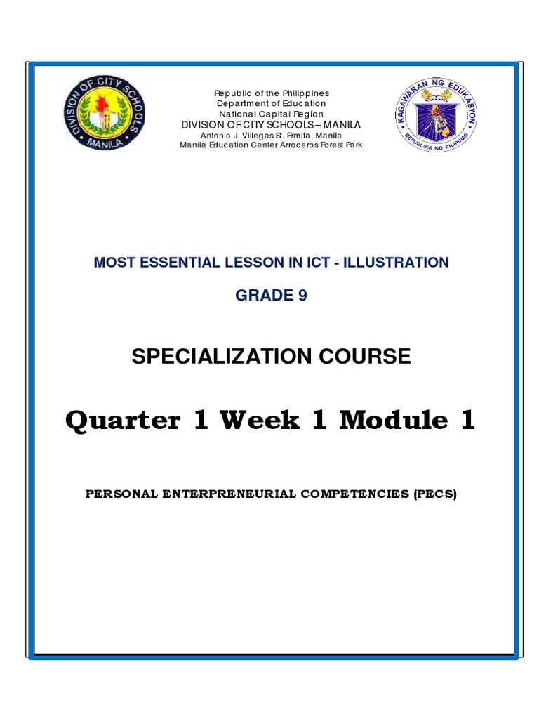TLE-TE 9 - Q1 - W1 - Mod1 - ICT ILLUSTRATION | PDF | Entrepreneurship | Educational Technology