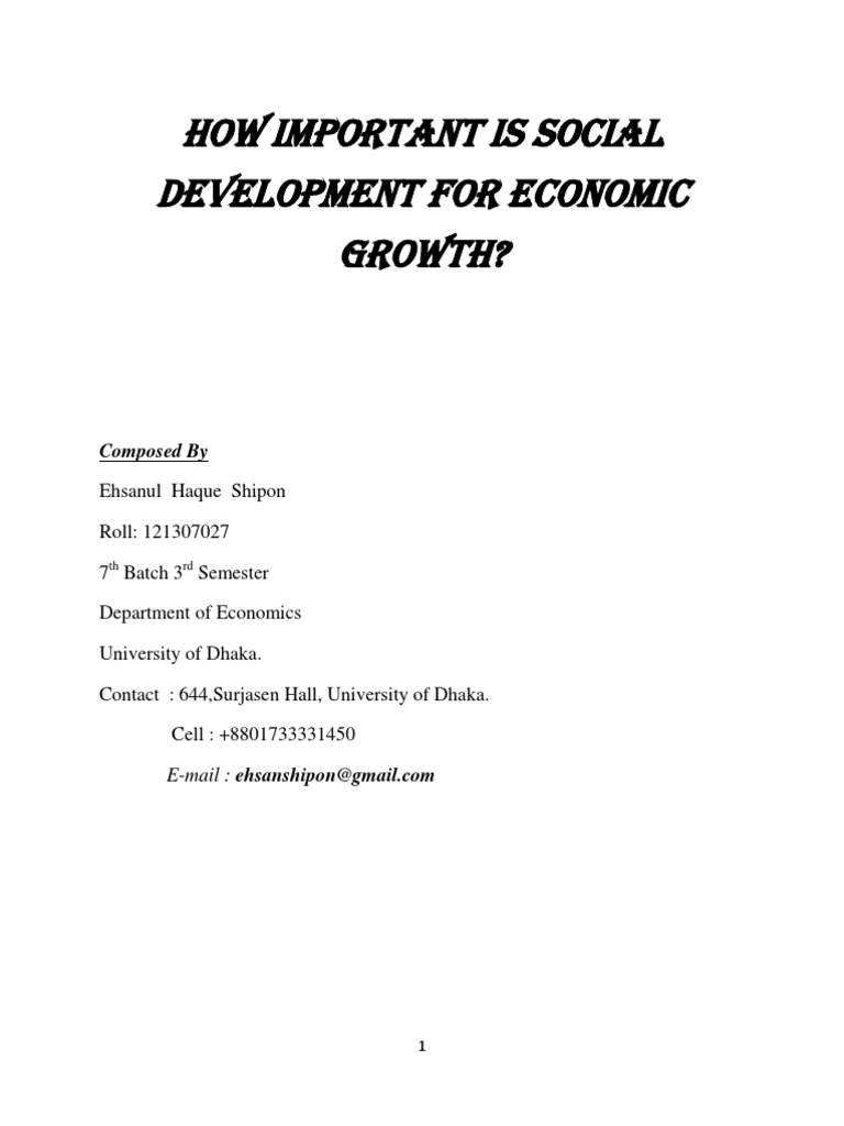Social Development's Role in Economic Growth | PDF | Economic Growth ...