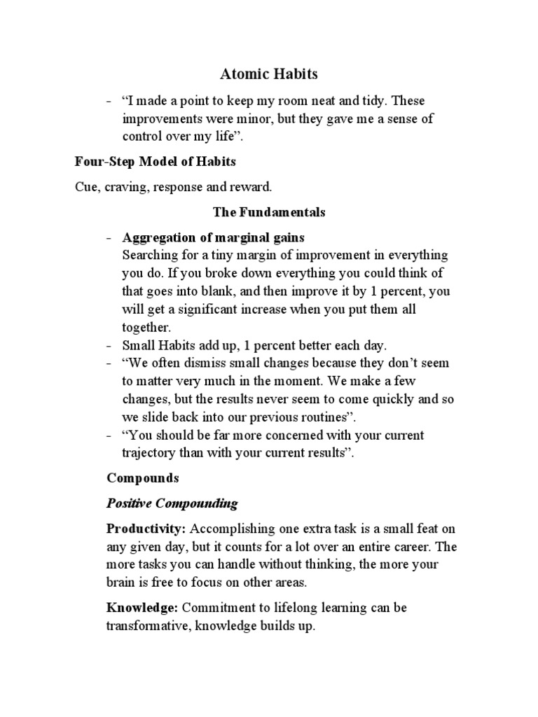 Atomic Habits: Positive Compounding | PDF | Habits | Motivational