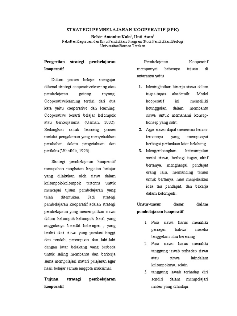 Strategi Pembelajaran Kooperatif | PDF