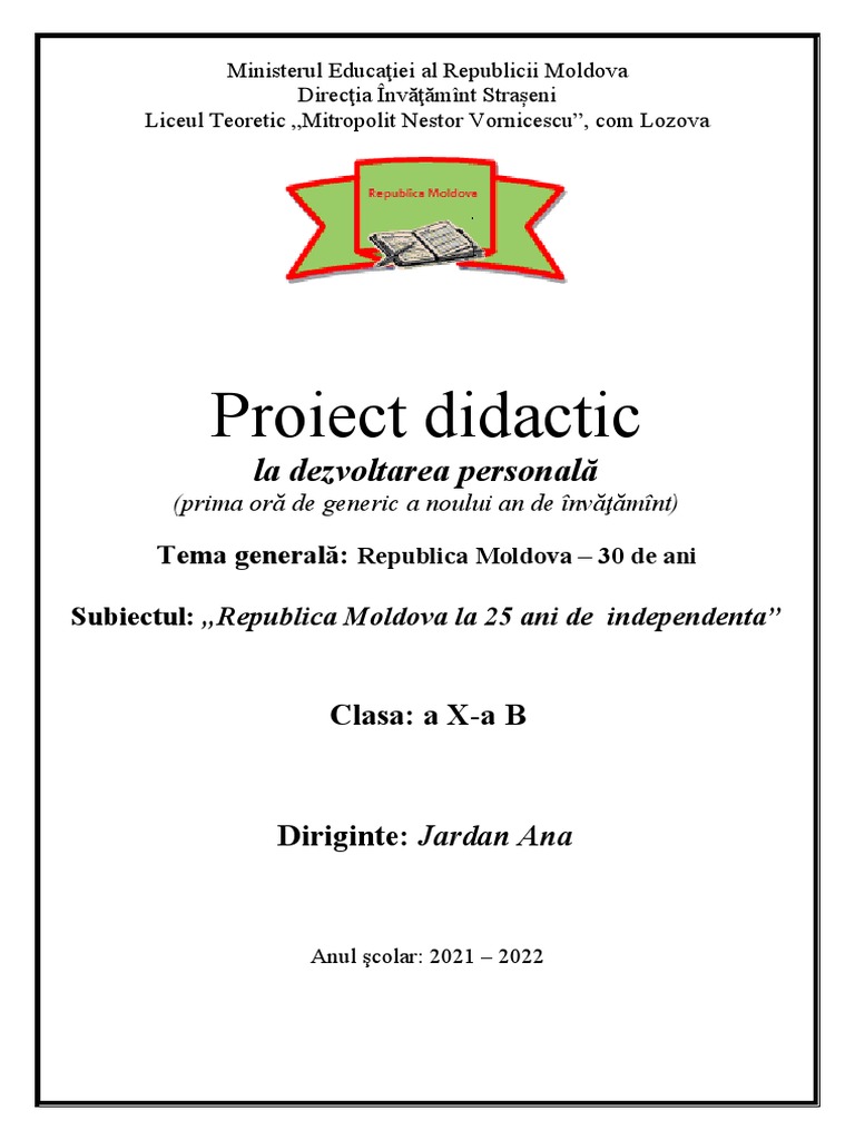 Dezvoltarea Personala Proiect Prima Lectie | PDF