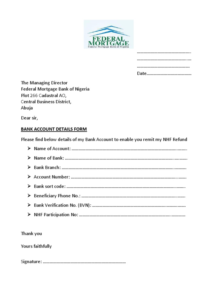 Bank Account Details Form | PDF | Games & Activities