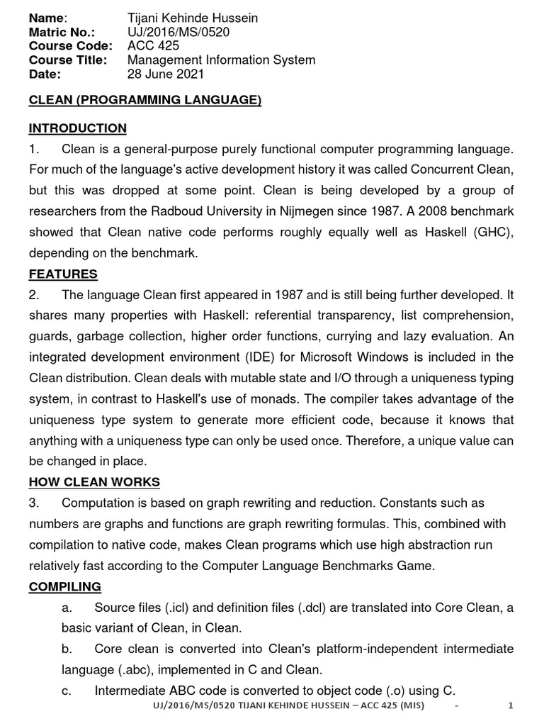 Clean (Programming Language) | PDF | Computer Engineering | Software ...