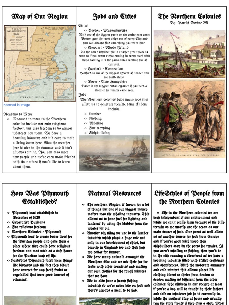Northern Colonies Overview by Patrick Devine | PDF | Plymouth Colony ...